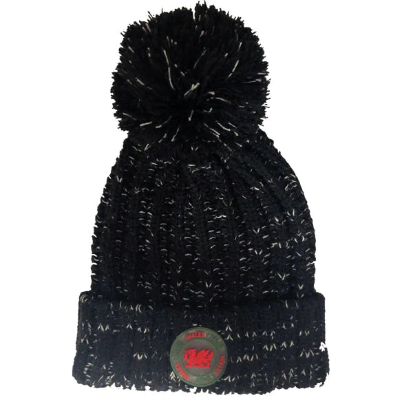 Black and White Marl - Welsh Dragon Bobble Hat — Just Wales
